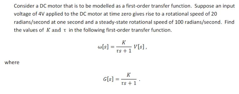 Solved Consider a DC motor that is to be modelled as a | Chegg.com
