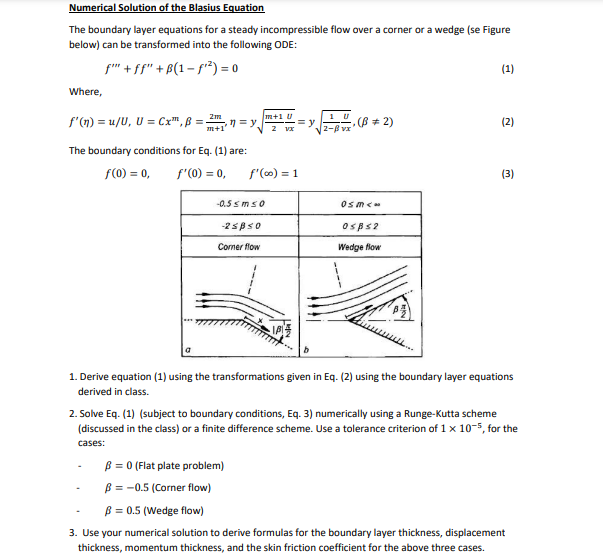 Solved Numerical Solution Of The Blasius Equation The