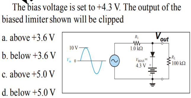 Solved The bias voltage is set to +4.3 V. The output of the | Chegg.com