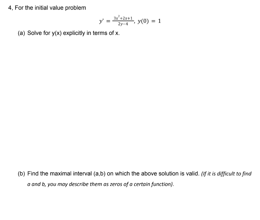 Solved 4 , For the initial value problem | Chegg.com