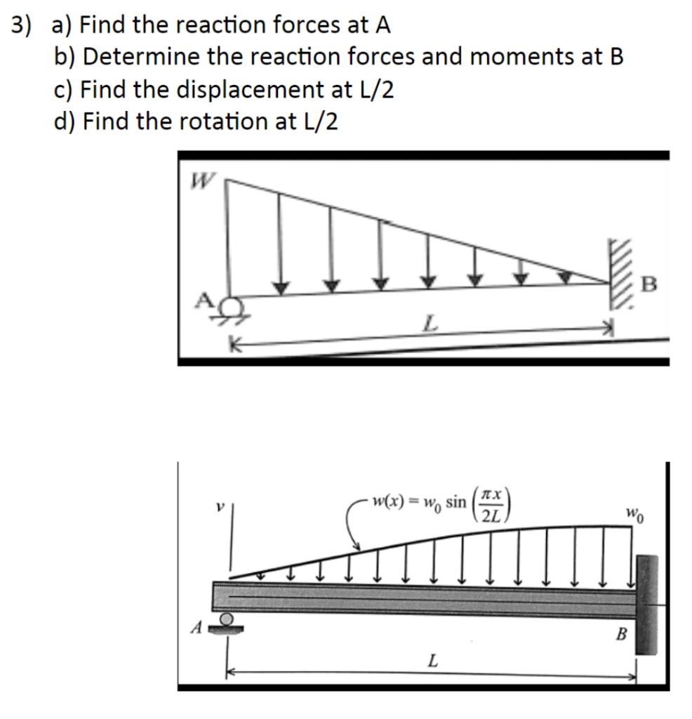 Solved 3) a) Find the reaction forces at A b) Determine the | Chegg.com