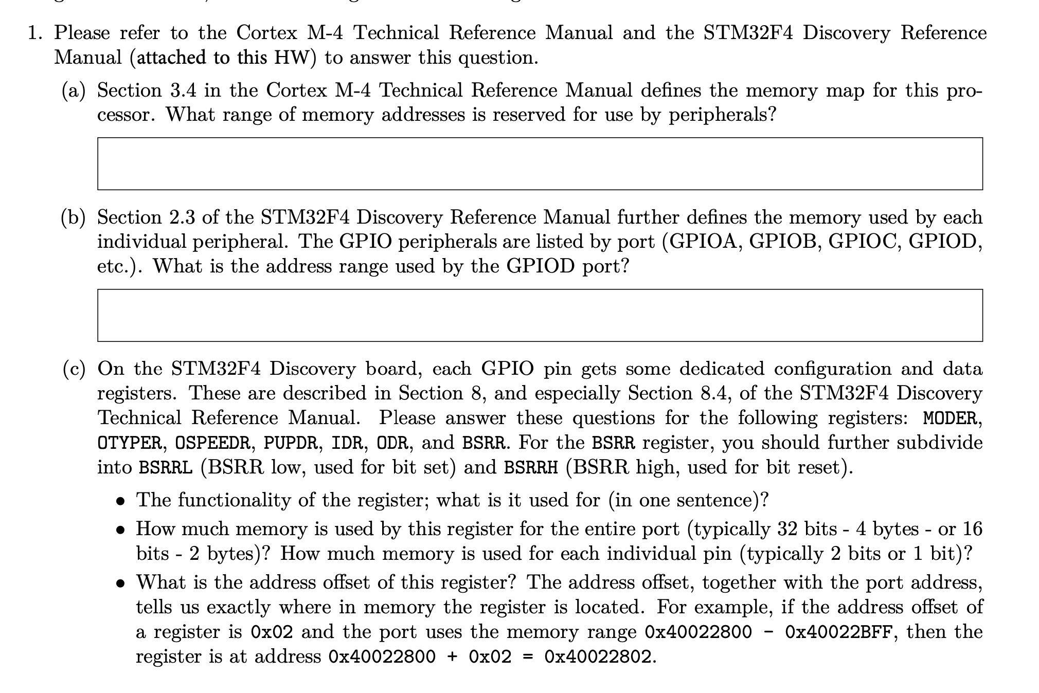 Solved Please Refer To The Cortex M 4 Technical Reference