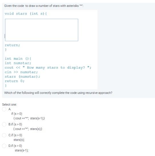 Solved Given the code to draw a number of stars with | Chegg.com