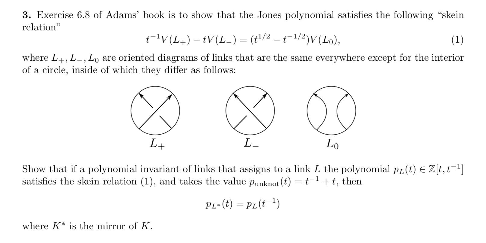 Solved 3. Exercise 6.8 of Adams' book is to show that the | Chegg.com