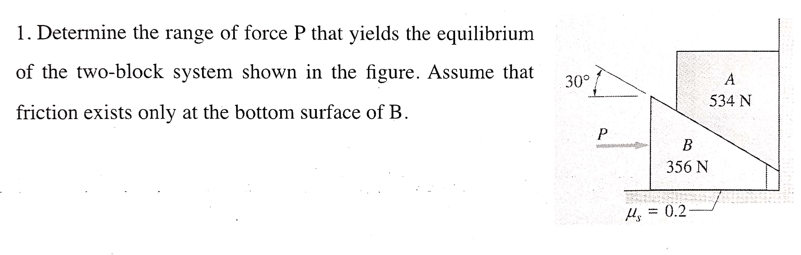 Solved 1. Determine the range of force P that yields the | Chegg.com