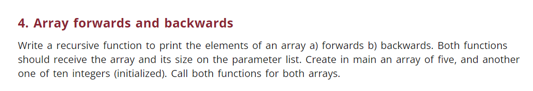 Solved 4 Array Forwards And Backwards Write A Recursive 