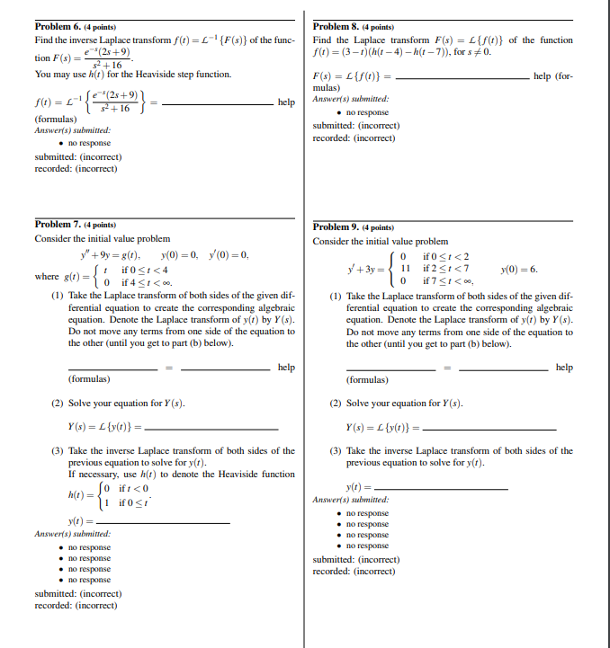 Solved Problem 6. (4 points) Find the inverse Laplace | Chegg.com