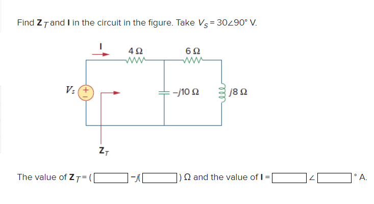 Solved Find ZT ﻿and I in the circuit in the figure. Take | Chegg.com