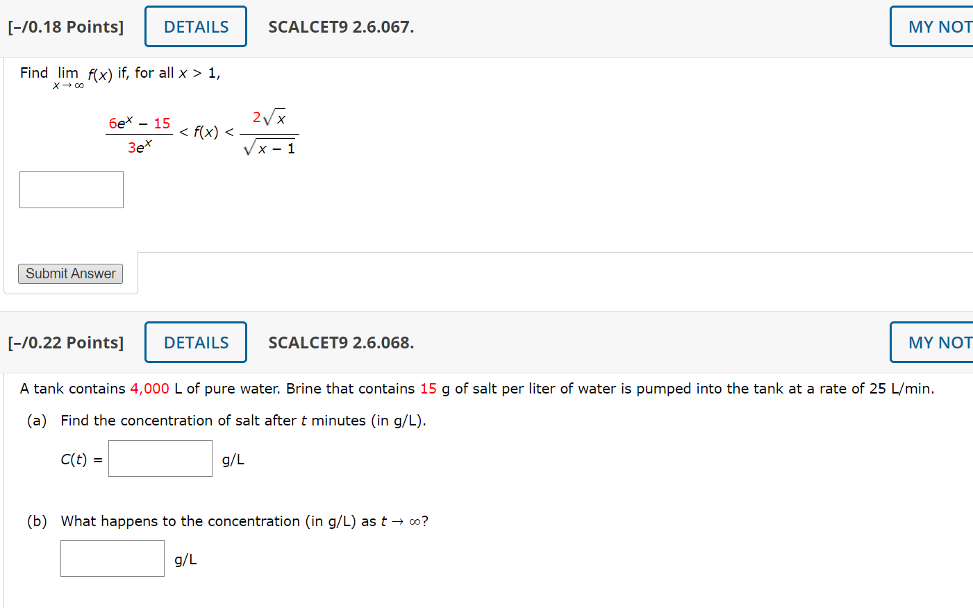 Solved [-70.18 Points] DETAILS SCALCET9 2.6.067. MY NOT Find | Chegg.com