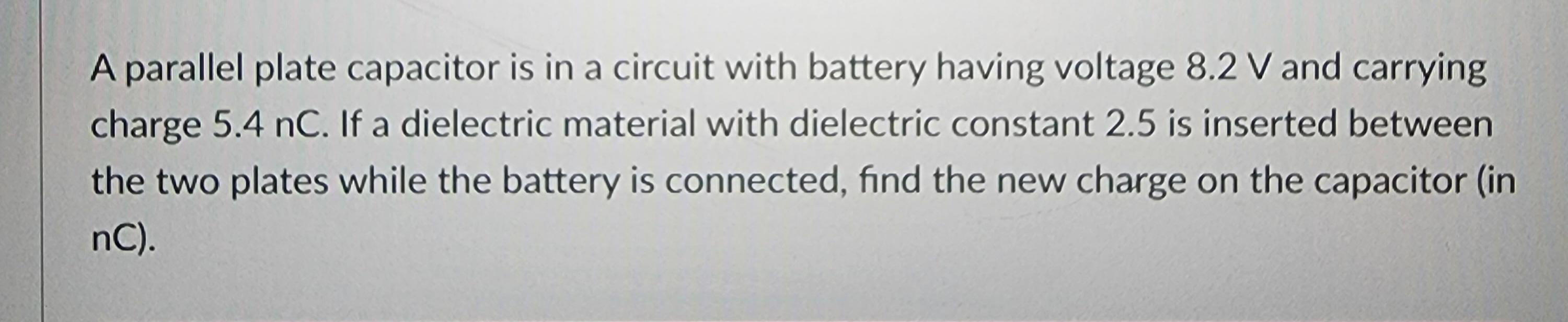 Solved A parallel plate capacitor is in a circuit with | Chegg.com