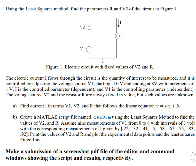 Solved Using the Least Squares method, find the parameters R | Chegg.com