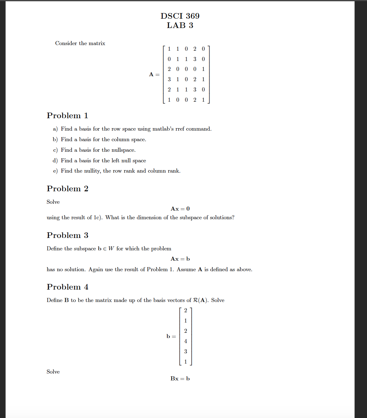Solved Consider the matrix | Chegg.com
