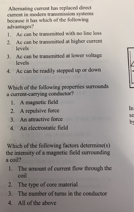 Solved Alternating current has replaced direcet current in | Chegg.com