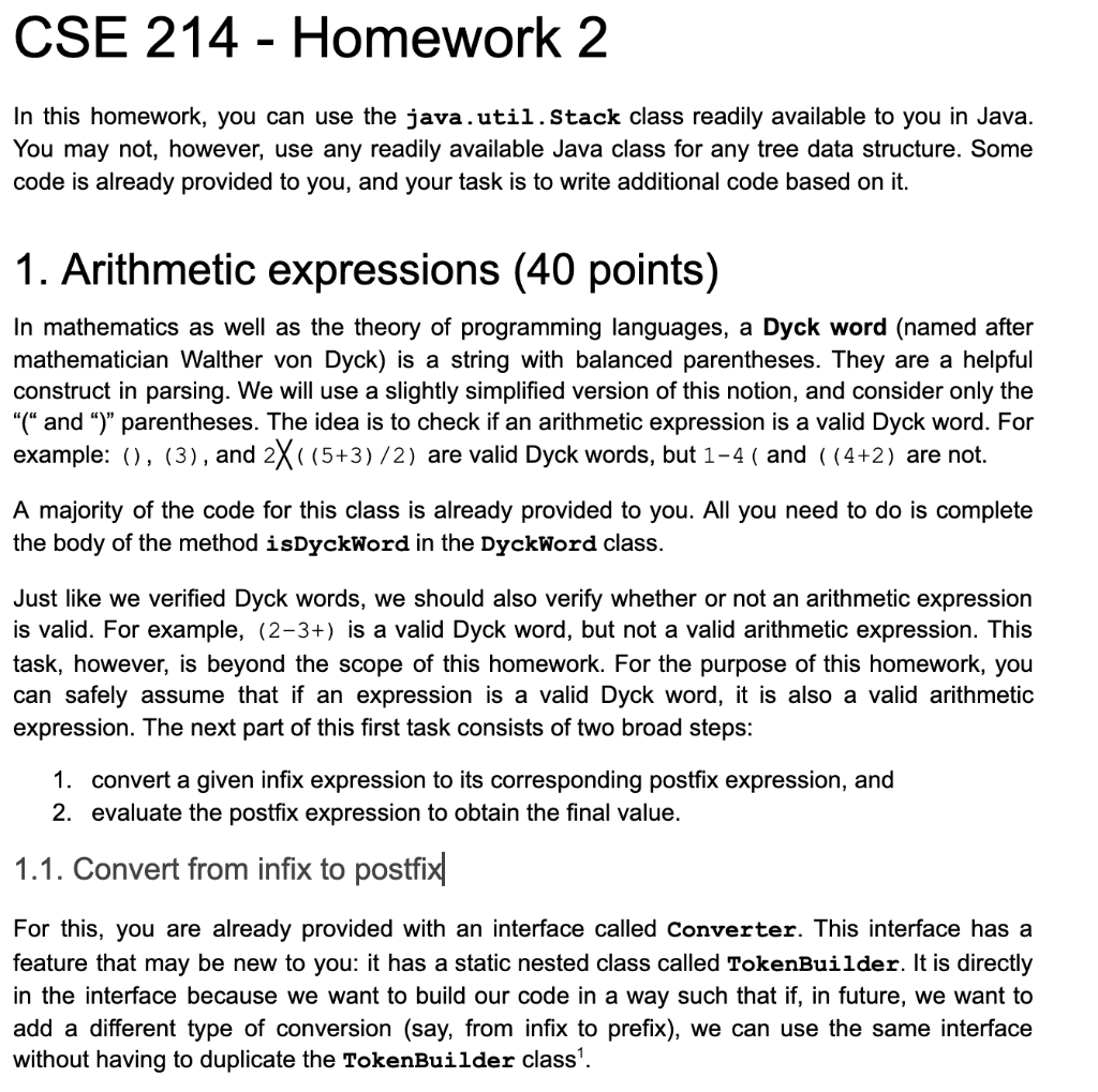CSE 214 - Homework 2 In this homework, you can use | Chegg.com