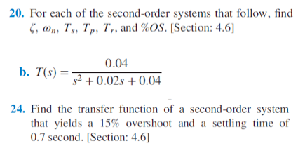 Solved 20. For each of the second-order systems that follow, | Chegg.com