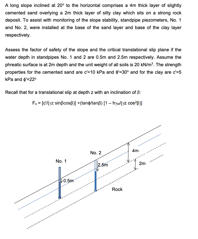 Solved A long slope inclined at 20° to the horizontal | Chegg.com