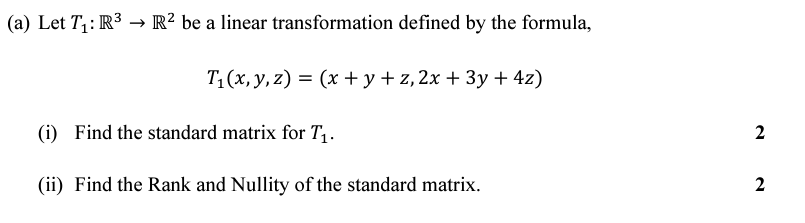 Solved (a) Let \\( T_{1}: \\mathbb{R}^{3} \\rightarrow | Chegg.com