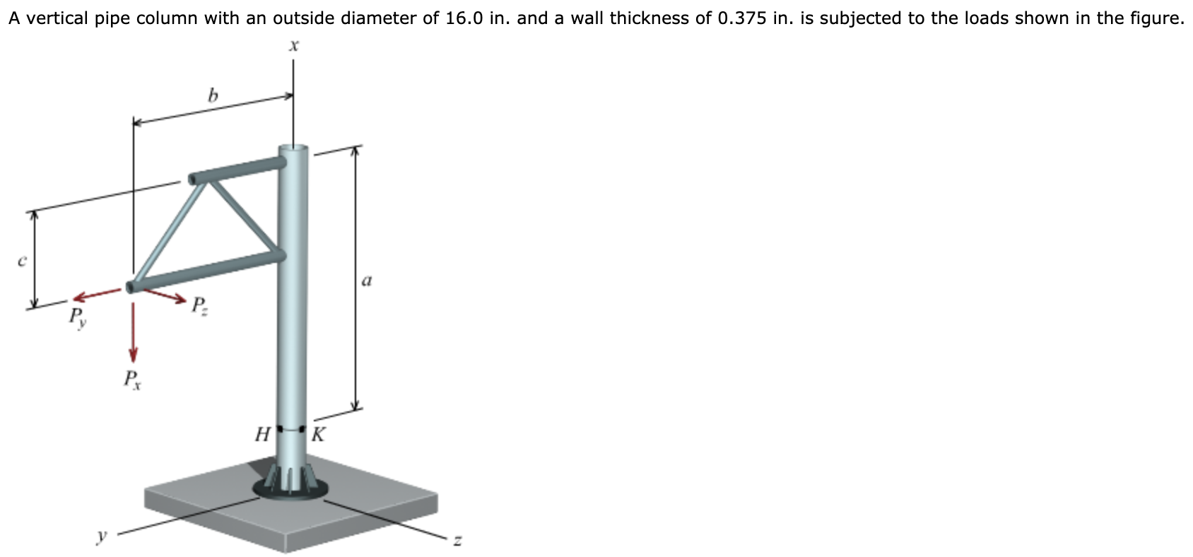 Solved A vertical pipe column with an outside diameter of | Chegg.com