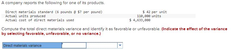 Solved Compute the total direct materials variance and | Chegg.com