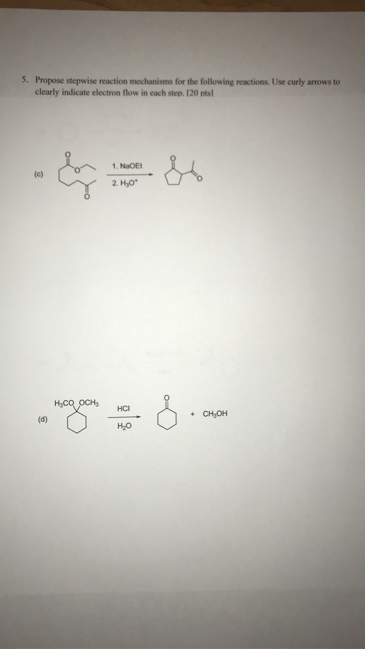 Solved 5. Propose stepwise reaction mechanisms for the | Chegg.com