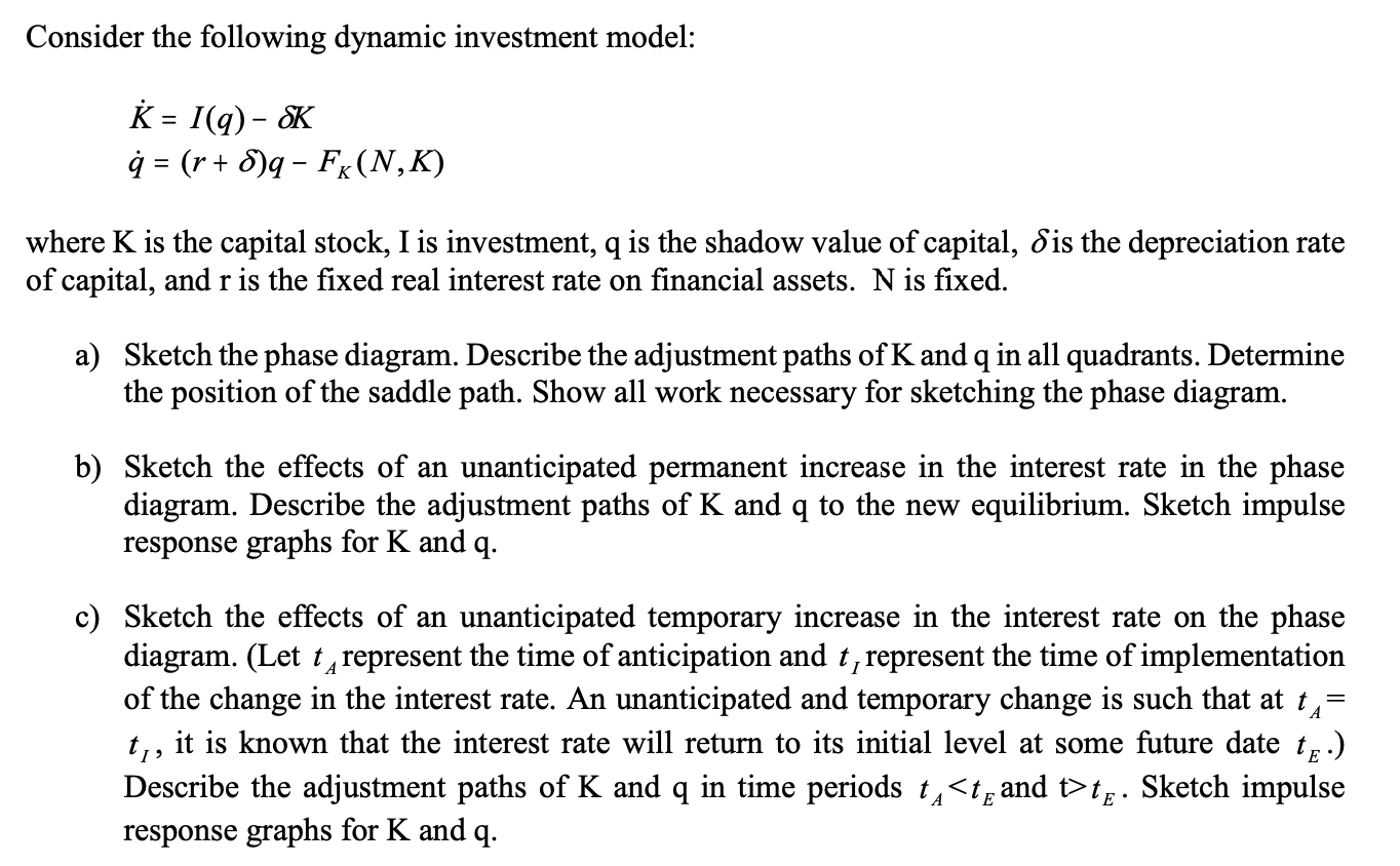 Consider the following dynamic investment model: | Chegg.com