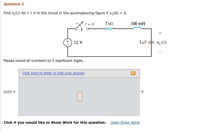 Solved Find v_c(t) for t > 0 in the circuit in the | Chegg.com