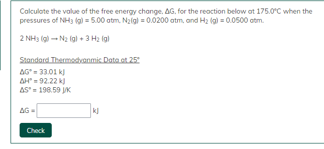 Solved Calculate the value of the free energy change, AG, | Chegg.com