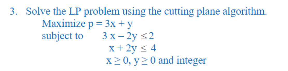 Solved 3. Solve the LP problem using the cutting plane | Chegg.com
