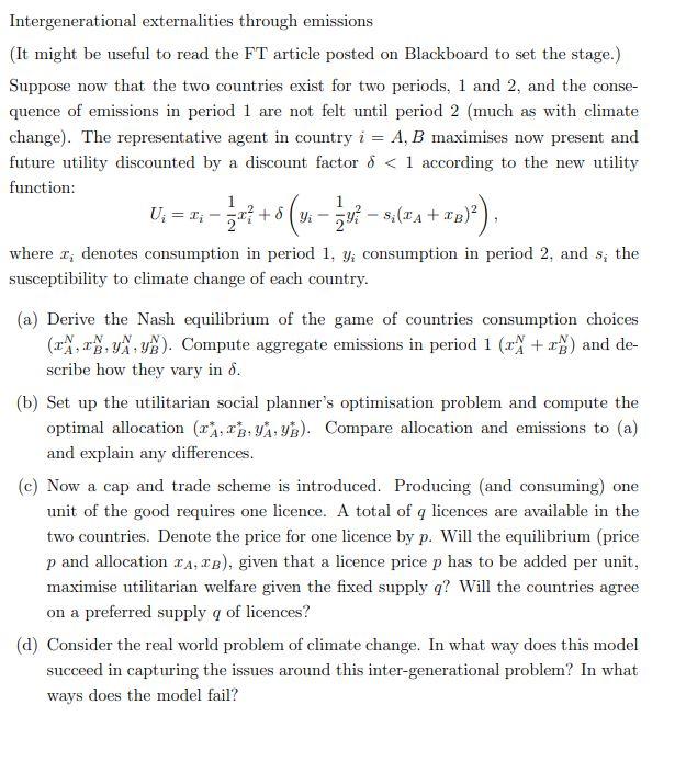 Solved 2 International emissions regulation Individuals in | Chegg.com