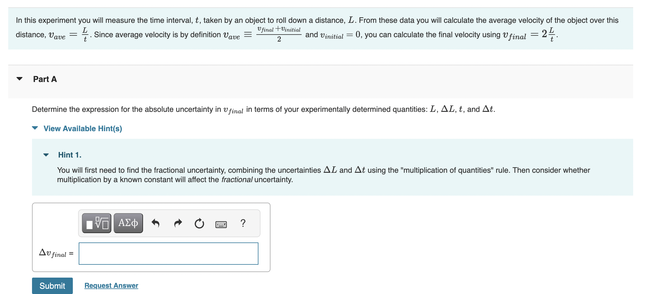 Solved In this experiment you will measure the time | Chegg.com