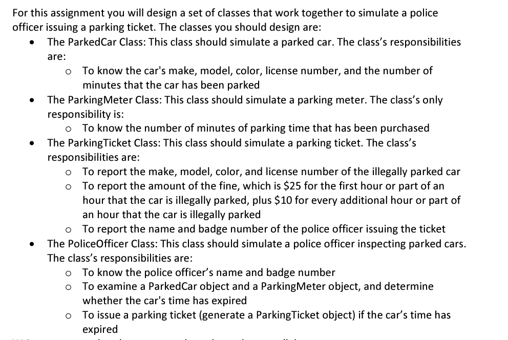 Solved For this assignment you will design a set of classes | Chegg.com