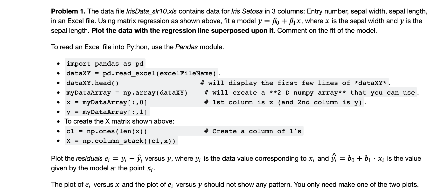 Solved Problem 1. The data file IrisData_s/r10.xls contains | Chegg.com