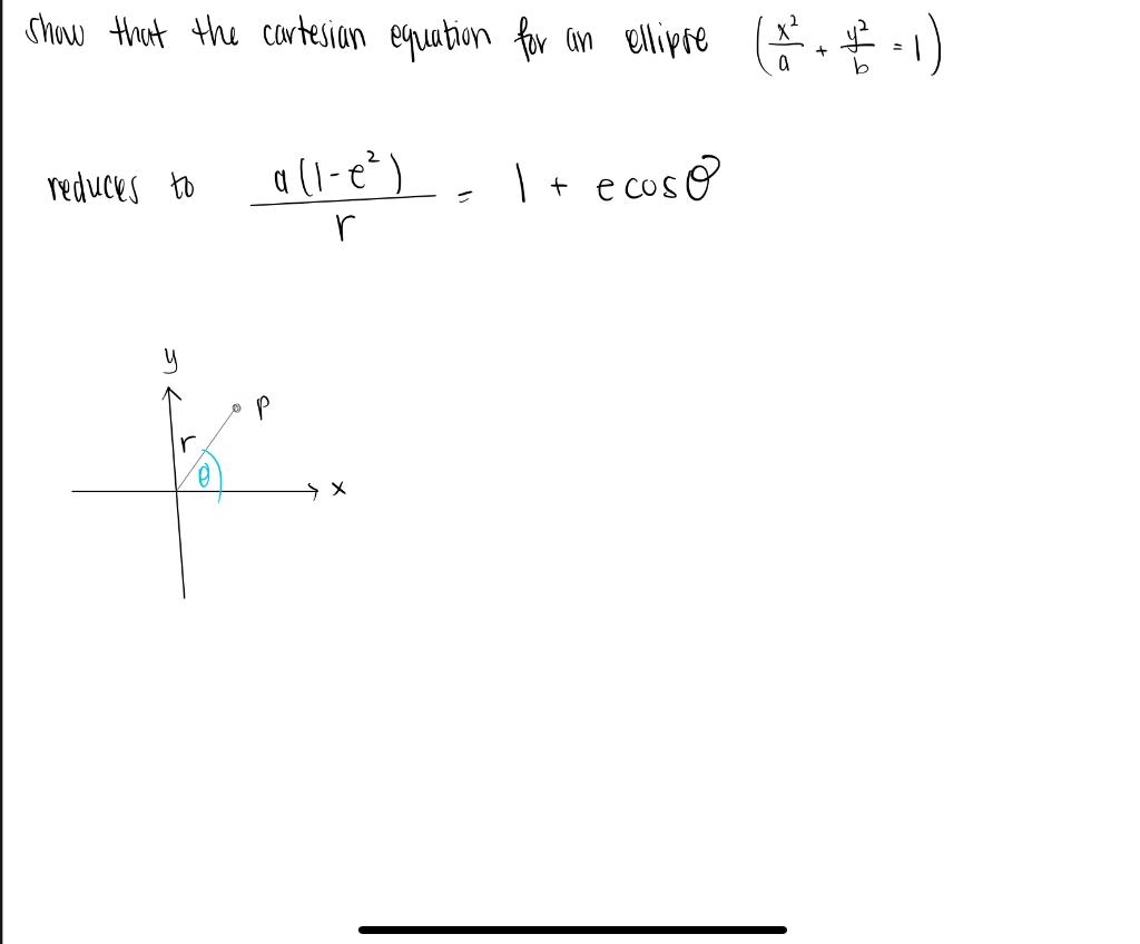 Solved show that the cartesian equation for an ellipre (+ £ | Chegg.com