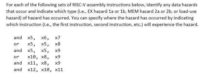 Solved For each of the following sets of RISC-V assembly | Chegg.com
