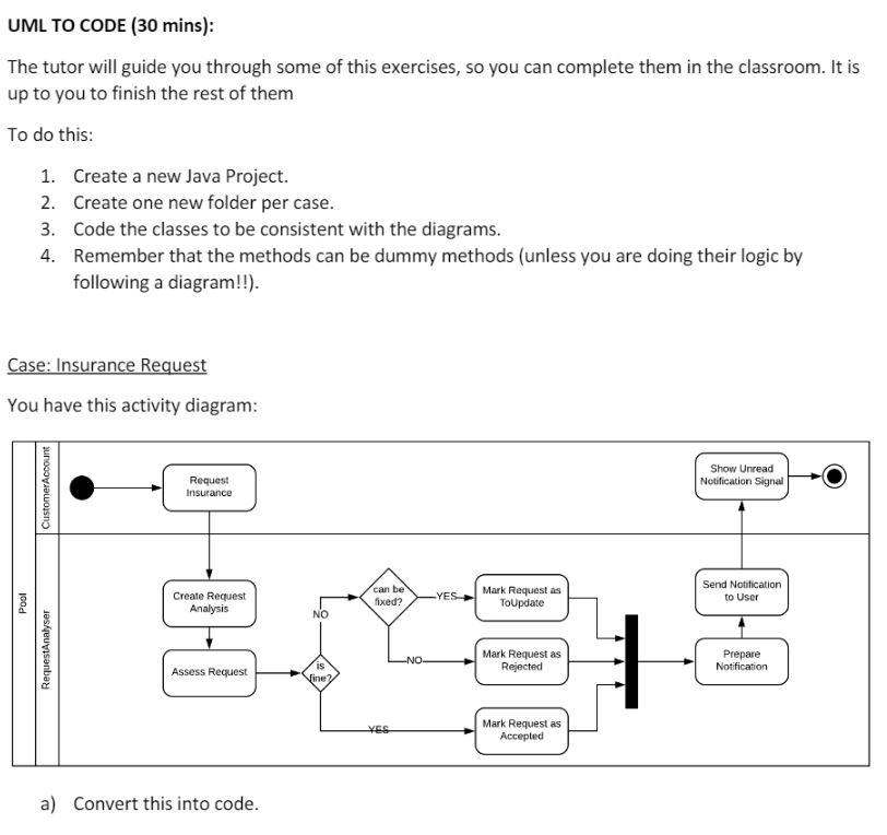 UML TO CODE (30 mins): The tutor will guide you | Chegg.com