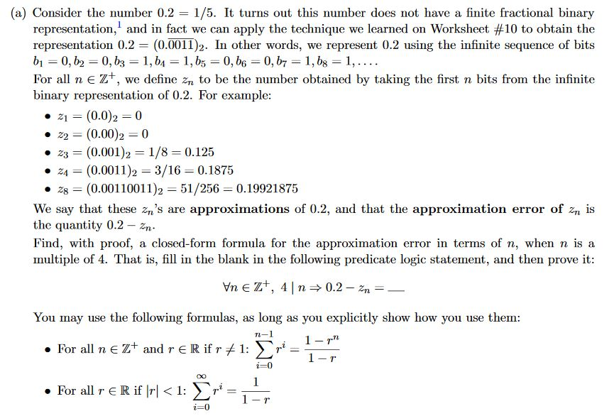 Solved (a) Consider the number 0.2 = 1/5. It turns out this | Chegg.com