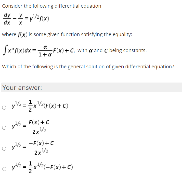 Solved Consider the following differential equation dy _ | Chegg.com