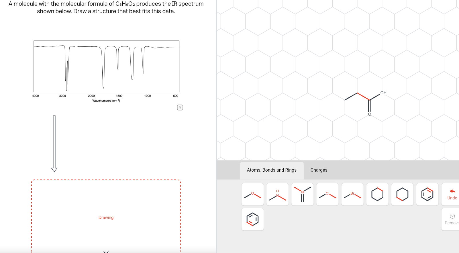 Solved A molecule with the molecular formula of C3H6O2 | Chegg.com