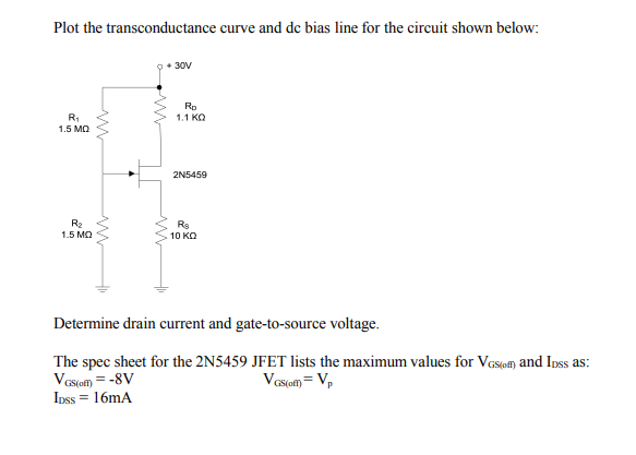 Solved Plot the transconductance curve and dc bias line for | Chegg.com