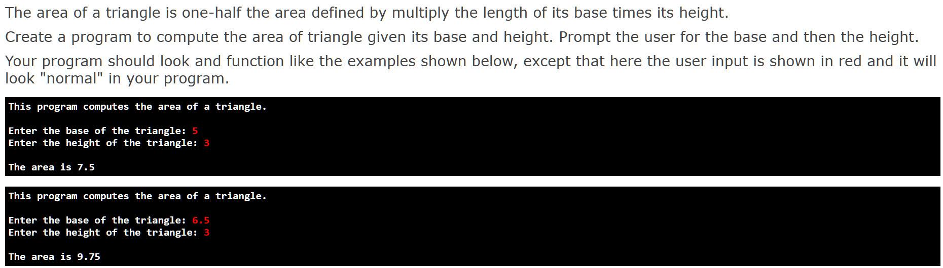 Solved The area of a triangle is one-half the area defined | Chegg.com