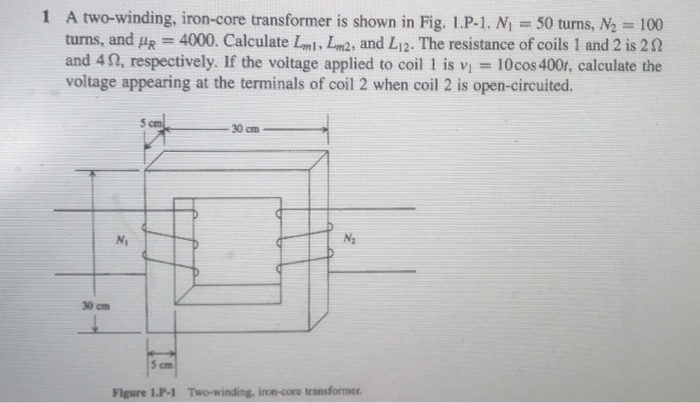 Solved A two-winding, iron-core transformer is shown in Fig. | Chegg.com