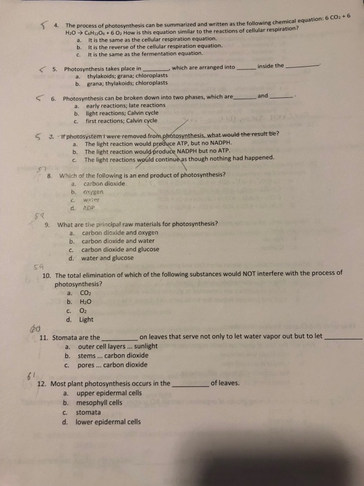 Solved chemical equation: 6 CO:+ 6 4. The process of | Chegg.com