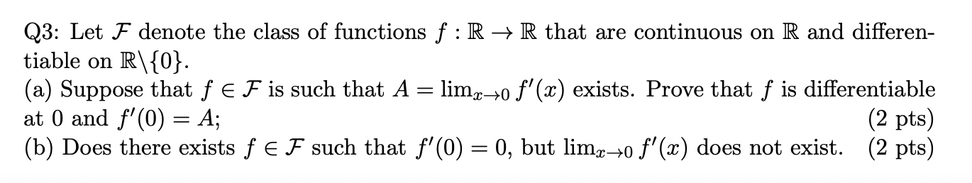 Q3: Let F denote the class of functions f:R→R that | Chegg.com