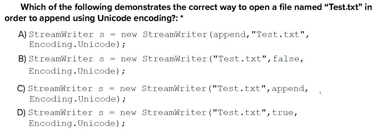 Solved Which of the following demonstrates the correct way | Chegg.com
