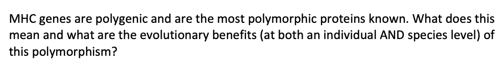 Solved MHC genes are polygenic and are the most polymorphic | Chegg.com