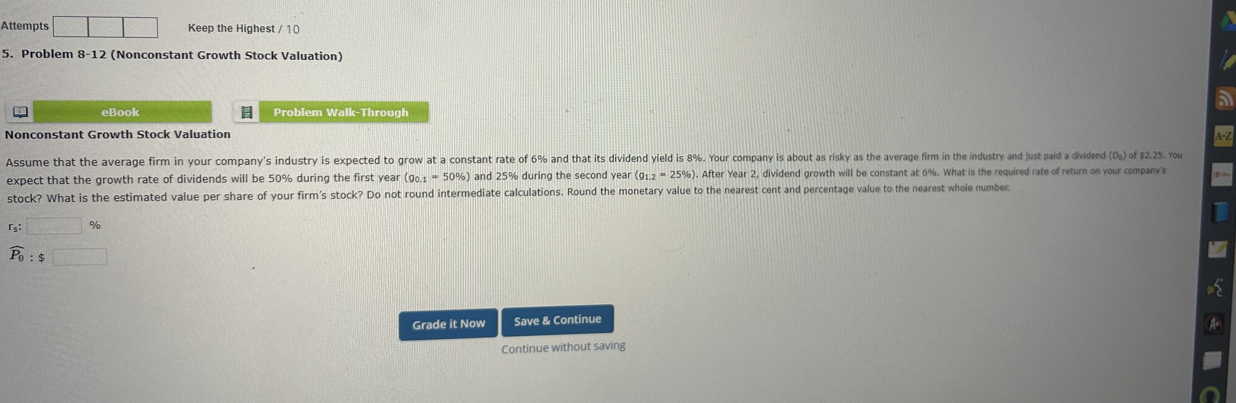 Solved Attempts Keep the Highest / 10 5. Problem 8-12 | Chegg.com