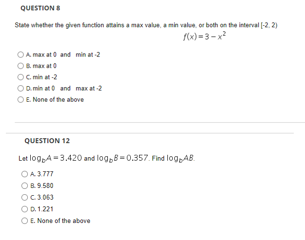 Solved QUESTION 8 m State whether the given function attains | Chegg.com