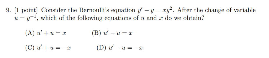 Solved [1 ﻿point] ﻿Consider the Bernoulli's equation | Chegg.com