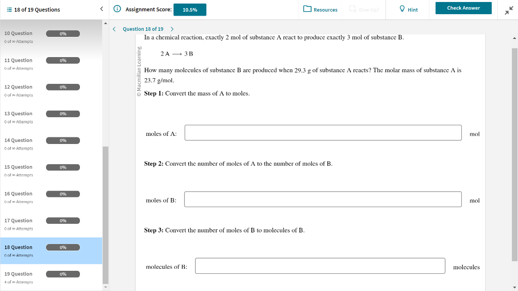 Solved In a chemical reaction, cxactly 2 mol of substance A | Chegg.com