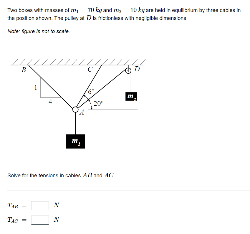 Solved Two boxes with masses of m1=70 kg and m2=10 kg are | Chegg.com